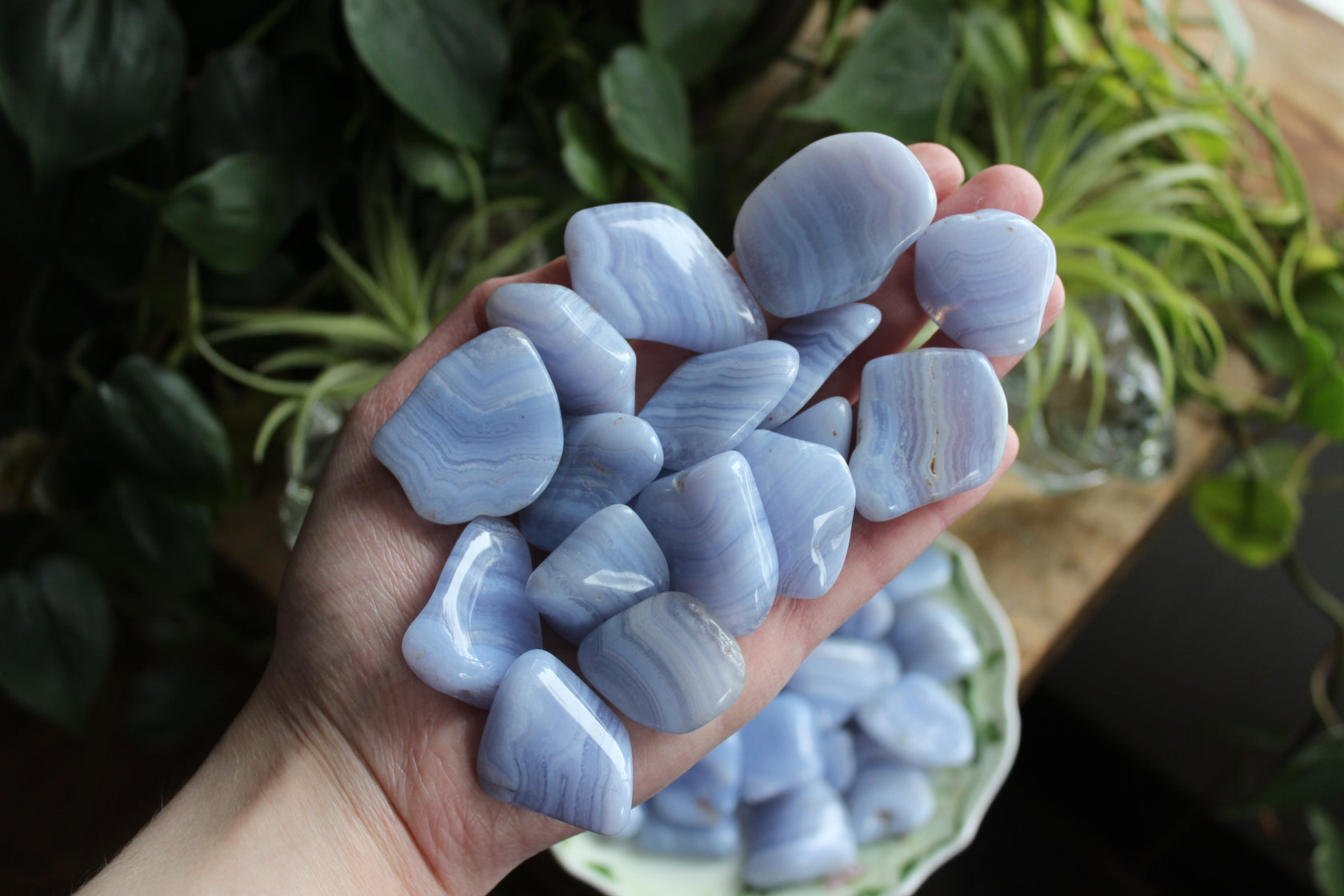 Blue lace agate tumbled stone – All That Shimmerzz
